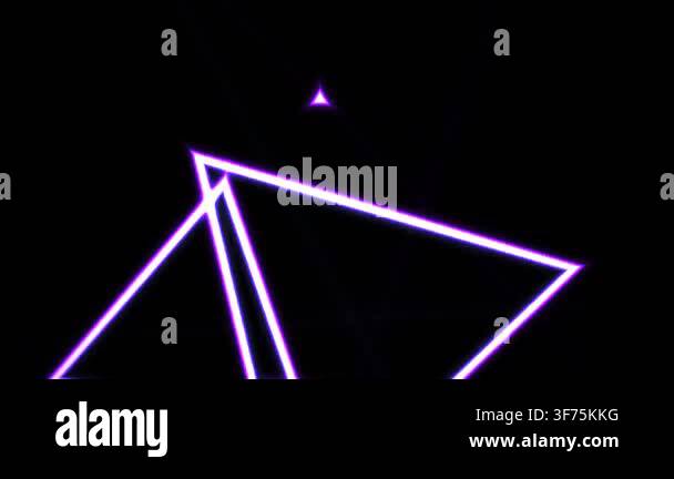 Glowing purple neon triangle shapes on a dark background Stock Video ...