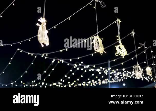 Festive LED Fairy Lights Illuminating Dark Sky For Diwali Celebration ...