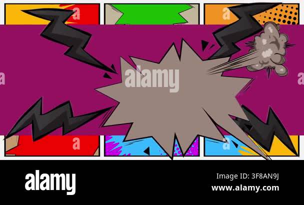 Cartoon background animation, comic book backdrop video. Retro comics ...