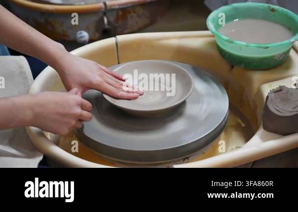 Traditional Taiwanese pottery classroom equipped with multiple pottery ...