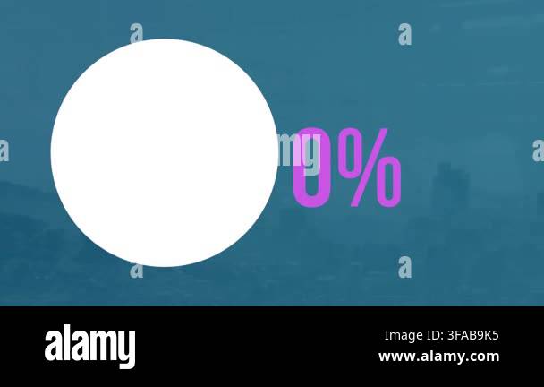 Animation of pie chart with purple sliced and 0-40 percentage counting ...