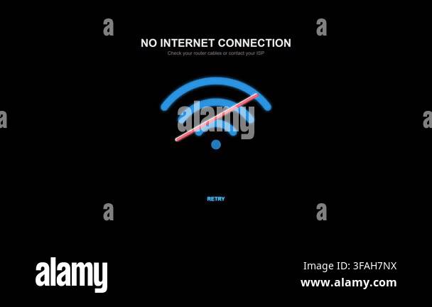 No wi-fi signal. No internet connection error screen with crossed out ...