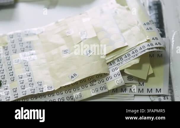 Vertical video. Tailor workplace. Fashion design studio. Manufacturing ...