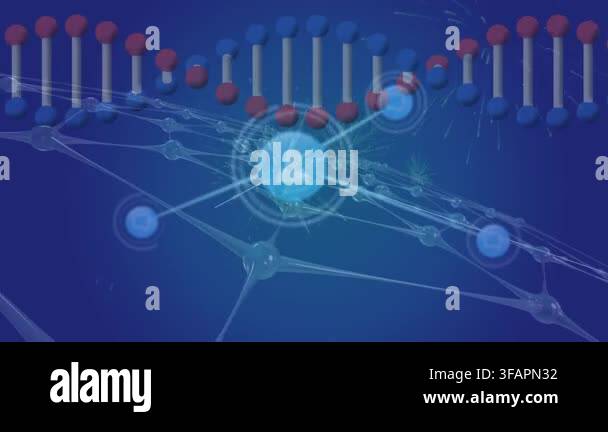 Animation of dna strand network of connections with icons dna strand ...