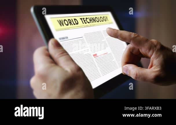 Fears and risks of AI daily newspaper reading on mobile tablet computer ...