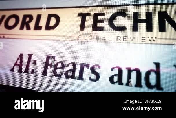 Fears and risks of AI daily newspaper reading on mobile tablet computer ...