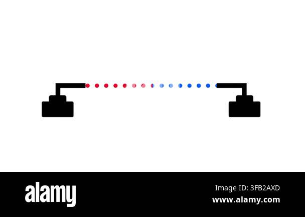 A dotted red and blue line connecting two plug shaped icons represents ...