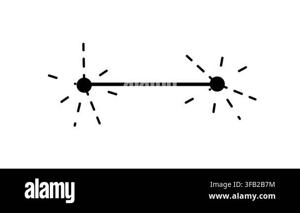 Line icon of two radiating points connected by a straight line ...