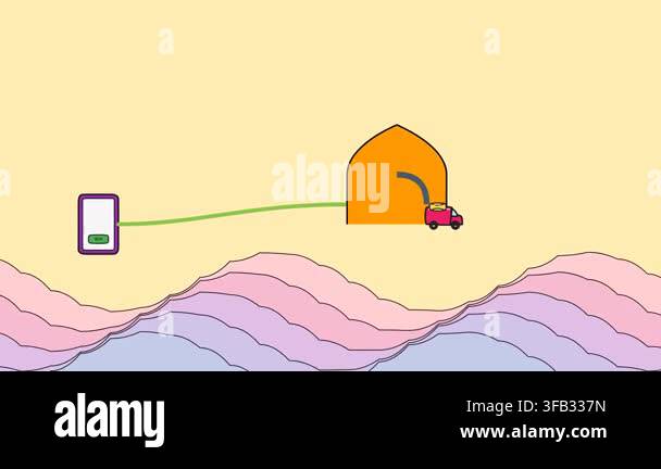 2D animation of online shopping process from clicking buy on smartphone ...