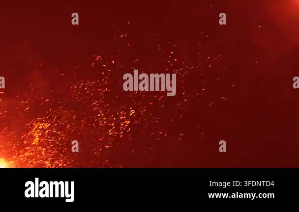 An abstract animation featuring bright fiery sparks flying in a stream ...