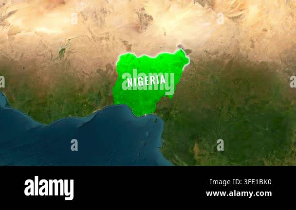 Nigeria highlighted on a global map with flag animation motion footage ...