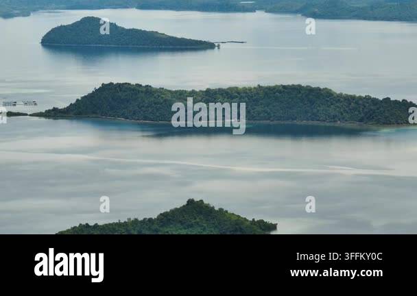 Aerial view of tropical islands in the sea. Borneo, Sabah. Malaysia ...