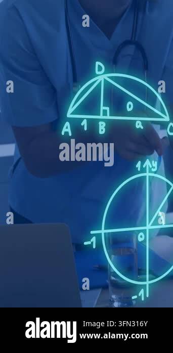 Clinician leaning over desk following teal formulas after hand exchange ...