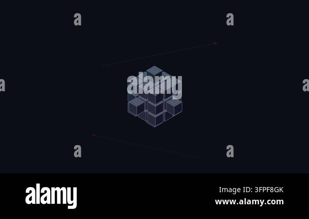 Isometric 3d blocks transformation animation on dark background Stock ...