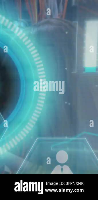 Animation of data processing and icons over caucasian businesswoman in ...