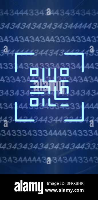 Animation of qr code, digital data processing over binary coding ...