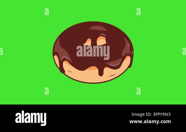 Animation Donut chocolate on Green Screen Stock Video Footage - Alamy