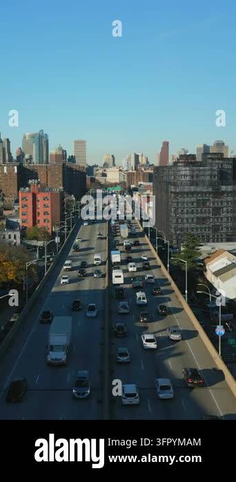 Vertical video: Aerial panoramic view of metropolis with modern high ...