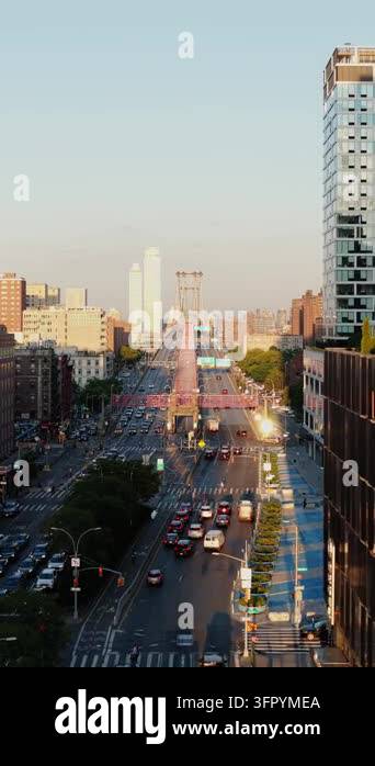 Vertical video: Aerial view of a bustling New York City street ...