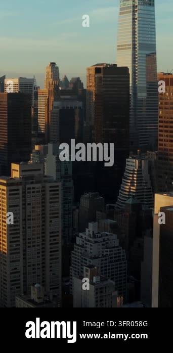 Vertical video: Elevated view of high rise buildings in downtown ...