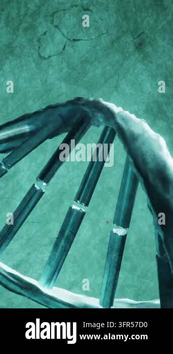 Animation of chemical formula and dna strand on green background ...