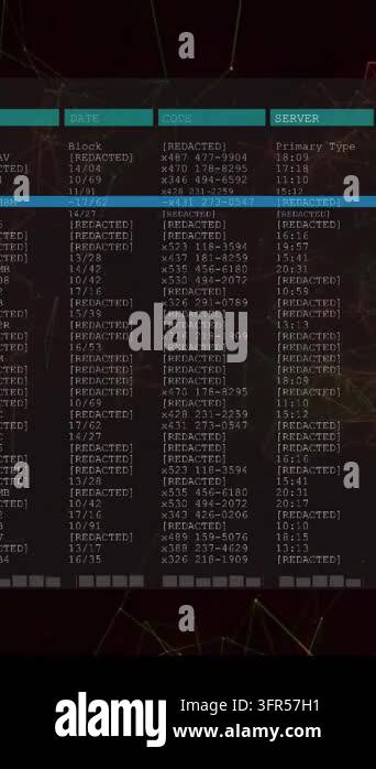 Animation of digital data processing over black background. Global ...
