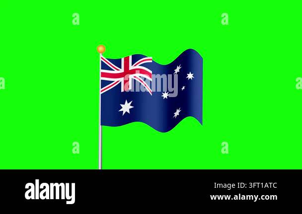 Australia flag animation showing the national symbol rippling in the ...
