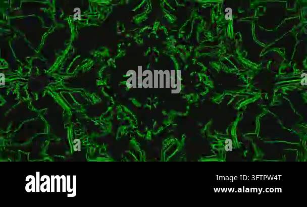 Abstract pattern featuring swirling green shapes on black background ...