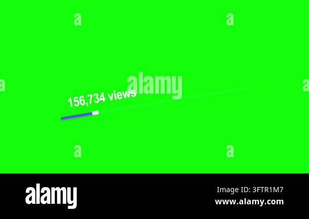 Animated graph showing increasing views on a green screen background ...
