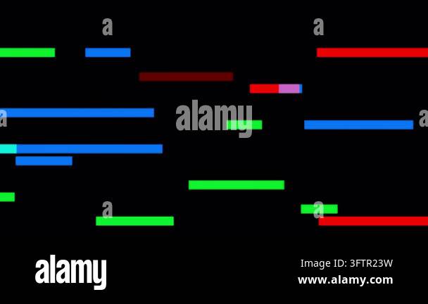 Abstract, colorful lines and shapes on a black background, creating a ...
