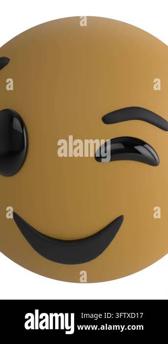 Animation of a winking emoji icon on a white background 4k Stock Video ...