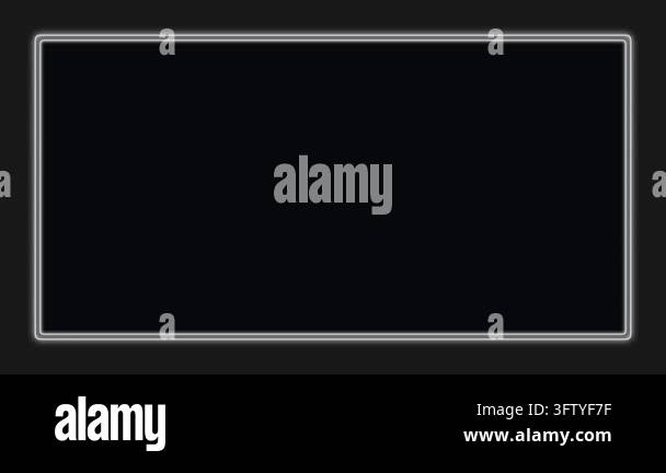 Neon glowing rectangular frame overlay with bright white light effect ...