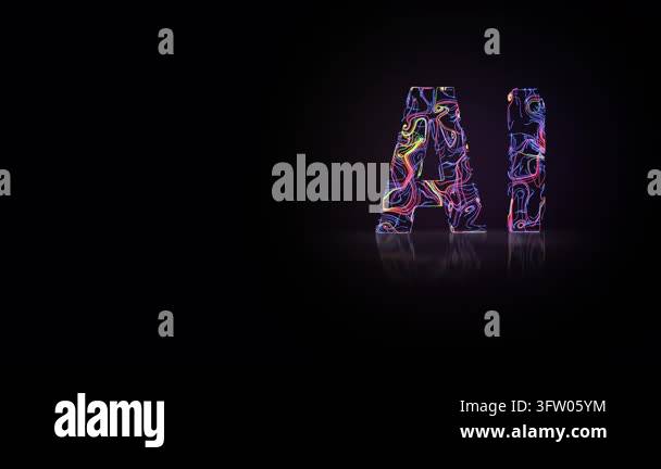 AI letters animation of glowing symbols in computer science world, 4k ...