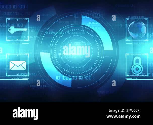 Technology futuristic abstract blue motion background with HUD Elements ...