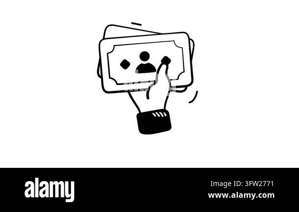 Modern hand drawn animated icon of payment processing secure digital ...