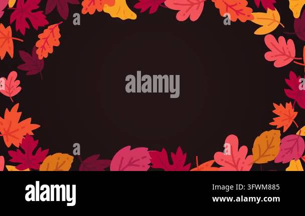 Vibrant autumn leaves frame a dark backdrop, perfect for festive fall ...