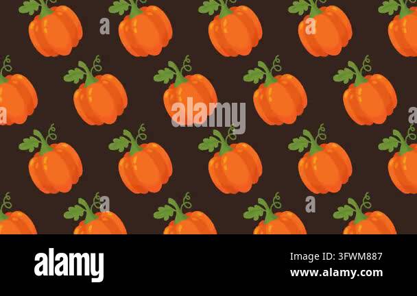 Vibrant orange pumpkin seamless pattern design on dark background ...