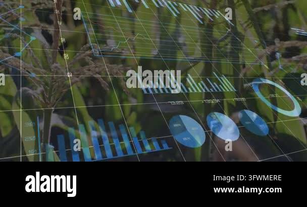 Vertical video: Cam panning making 3D grid overlay sliding over crops ...