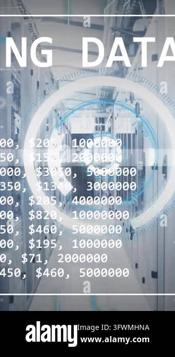 Animation of interface with data processing and numbers floating ...