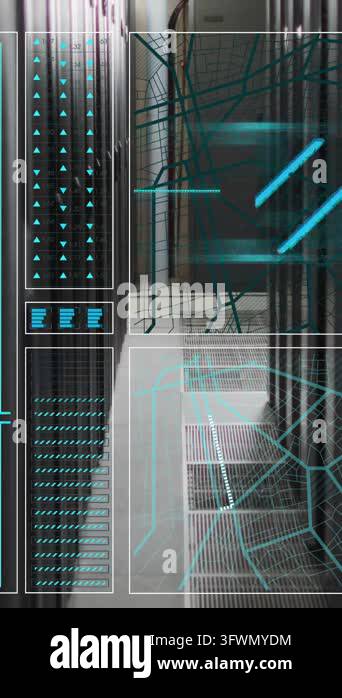 Animation of interface with data processing against computer server ...