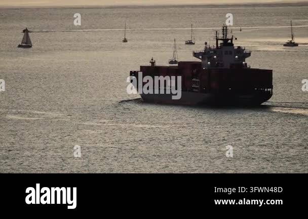 14 october 20206, Lisbon, Portugal - Large industrial cargo ship loaded ...