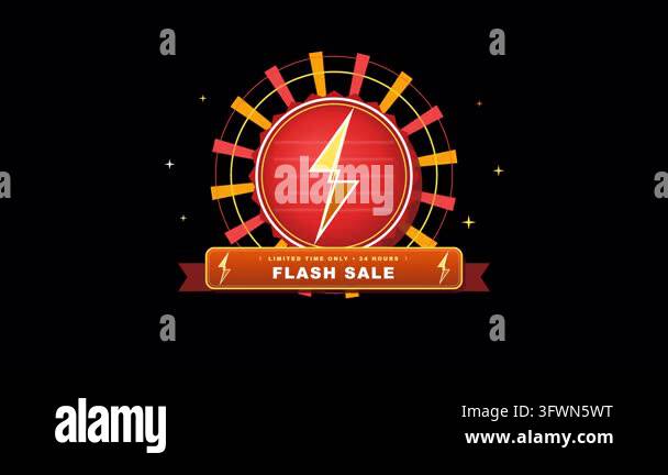 A flat flash sale lightning bolt speed badge pulsating and scaling ...