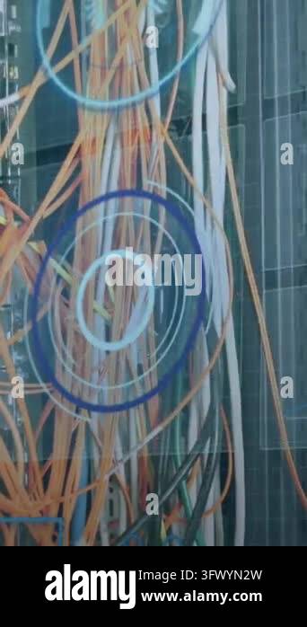Animation of interface with data processing and changing profile icons ...