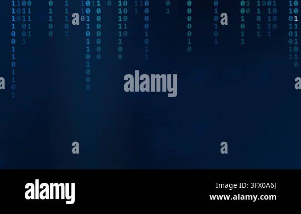 binary digits moving vertically in a blue matrix style data stream ...