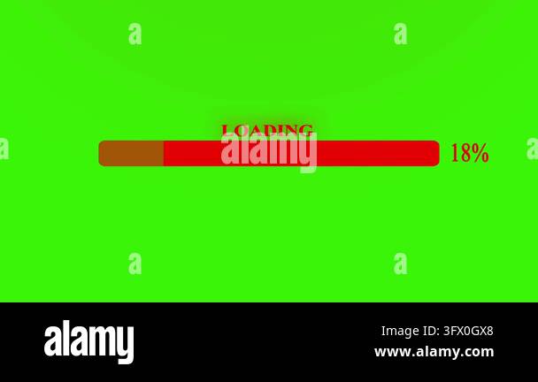 Animated loading progress bar with percentage counter on green screen ...