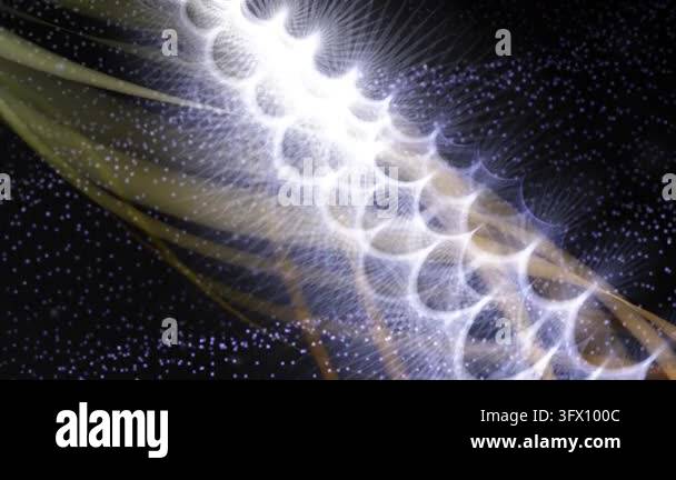 A mesmerizing, abstract video sequence with a deep, dark background ...
