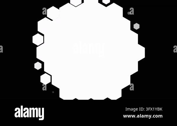 High contrast black and white motion graphic featuring hexagonal shapes ...