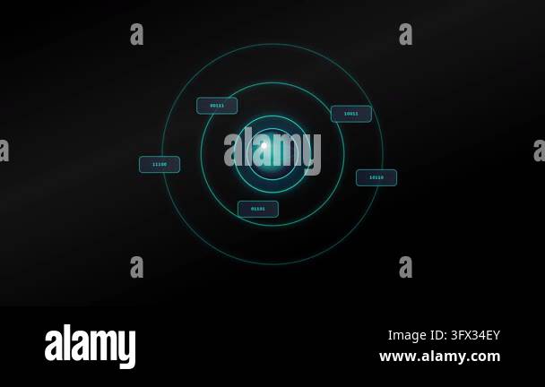 Futuristic HUD Data Visualization with Glowing Core and Binary Code 4K ...