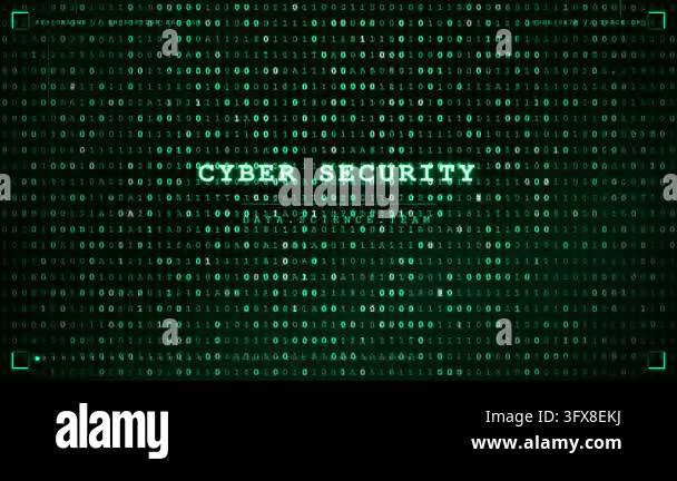 Digital background with flowing binary code and the words CYBER ...