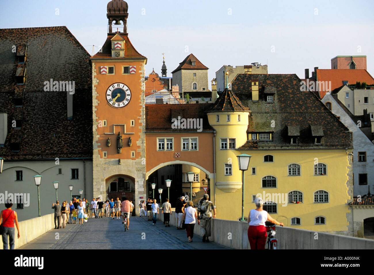 Germany Bavaria Regensburg Stone Bridge Bridge Tower Stock Photo - Alamy